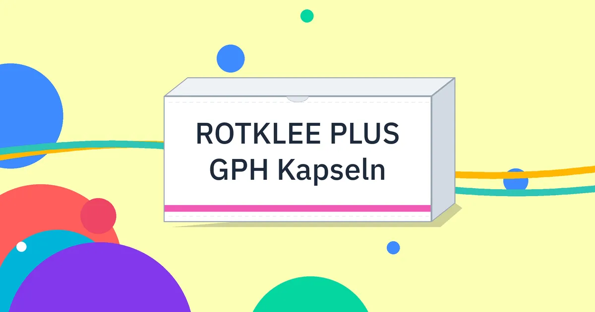 Symbolbild: Packung mit der Aufschrift ROTKLEE PLUS GPH Kapseln (PZN 12340681) – Verfügbarkeit und Bezug in Apotheken in Frankfurt am Main