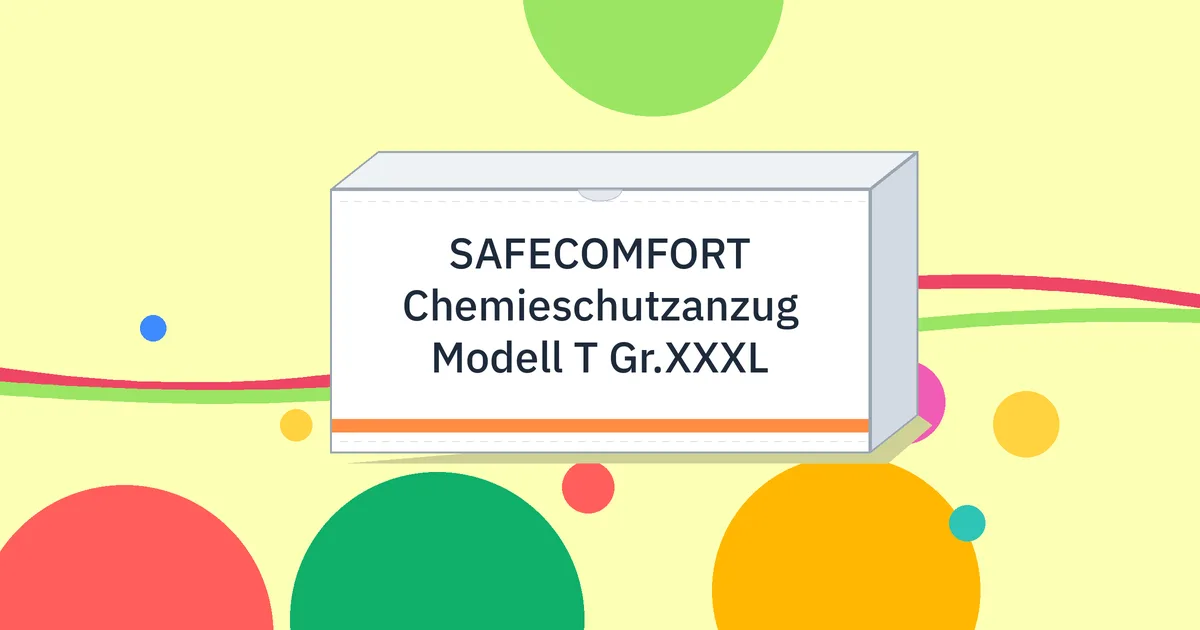 Symbolbild: Packung mit der Aufschrift SAFECOMFORT Chemieschutzanzug Modell T Gr.XXXL (PZN 15305515) – Verfügbarkeit und Bezug in Apotheken in Frankfurt am Main