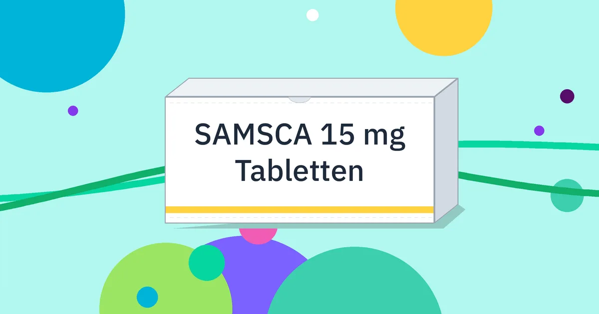 Symbolbild: Packung mit der Aufschrift SAMSCA 15 mg Tabletten (PZN 19474545) – Verfügbarkeit und Bezug in Apotheken in Frankfurt am Main