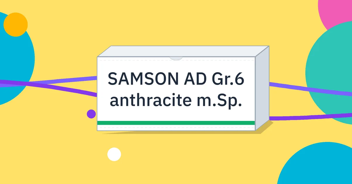Symbolbild: Packung mit der Aufschrift SAMSON AD Gr.6 anthracite m.Sp. (PZN 14248910) – Verfügbarkeit und Bezug in Apotheken in Frankfurt am Main