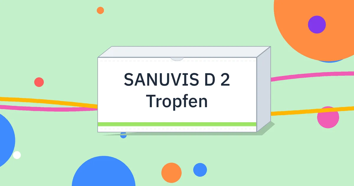 Symbolbild: Packung mit der Aufschrift SANUVIS D 2 Tropfen (PZN 01072177) – Verfügbarkeit und Bezug in Apotheken in Frankfurt am Main