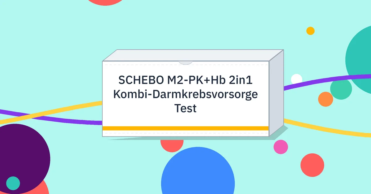 Symbolbild: Packung mit der Aufschrift SCHEBO M2-PK+Hb 2in1 Kombi-Darmkrebsvorsorge Test (PZN 00242826) – Verfügbarkeit und Bezug in Apotheken in Frankfurt am Main