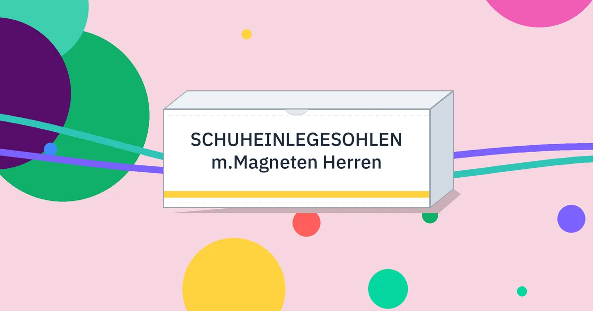 Symbolbild: Packung mit der Aufschrift SCHUHEINLEGESOHLEN m.Magneten Herren (PZN 09116164) – Verfügbarkeit und Bezug in Apotheken in Frankfurt am Main