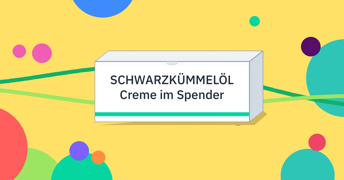 Symbolbild: Packung mit der Aufschrift SCHWARZKÜMMELÖL Creme im Spender (PZN 14263714) – Verfügbarkeit und Bezug in Apotheken in Frankfurt am Main