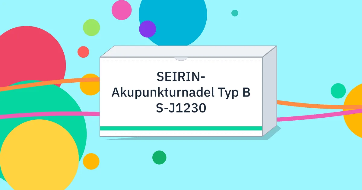 Symbolbild: Packung mit der Aufschrift SEIRIN-Akupunkturnadel Typ B S-J1230 (PZN 04952766) – Verfügbarkeit und Bezug in Apotheken in Frankfurt am Main