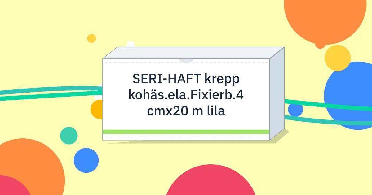Symbolbild: Packung mit der Aufschrift SERI-HAFT krepp kohäs.ela.Fixierb.4 cmx20 m lila (PZN 20943399) – Verfügbarkeit und Bezug in Apotheken in Frankfurt am Main