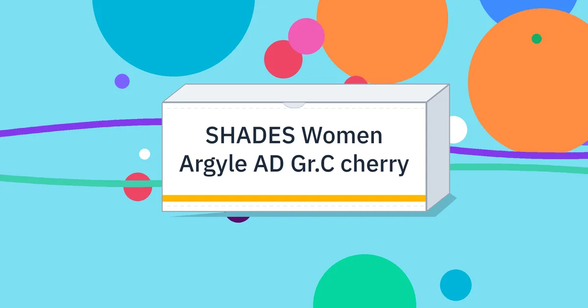 Symbolbild: Packung mit der Aufschrift SHADES Women Argyle AD Gr.C cherry (PZN 16992848) – Verfügbarkeit und Bezug in Apotheken in Frankfurt am Main