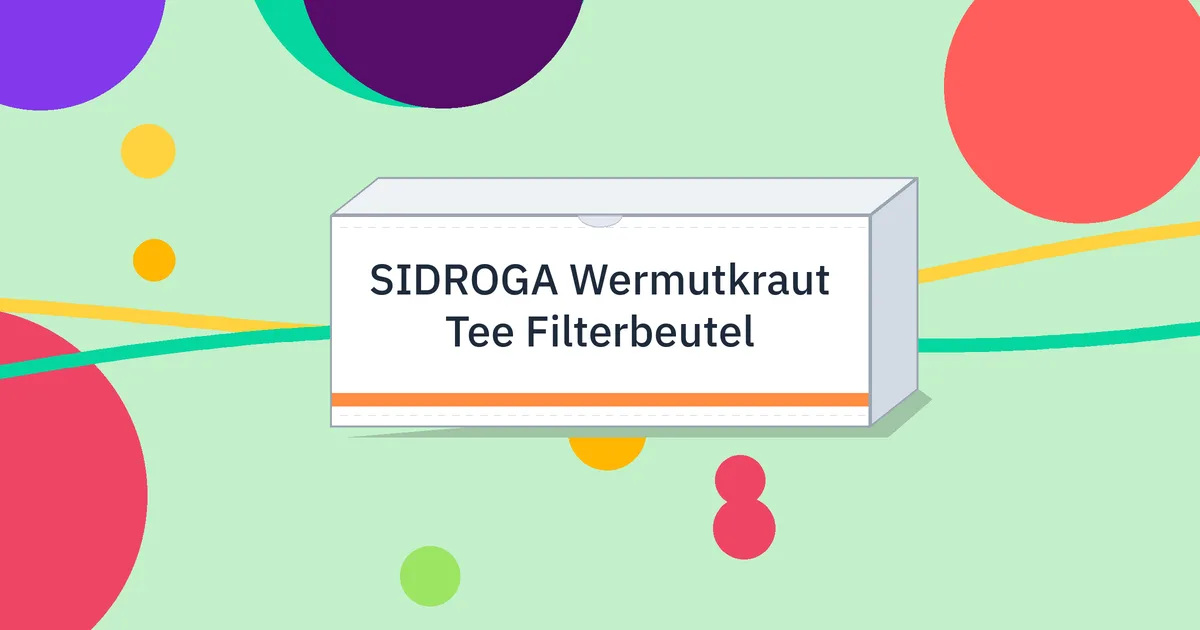 Symbolbild: Packung mit der Aufschrift SIDROGA Wermutkraut Tee Filterbeutel (PZN 18221894) – Verfügbarkeit und Bezug in Apotheken in Frankfurt am Main