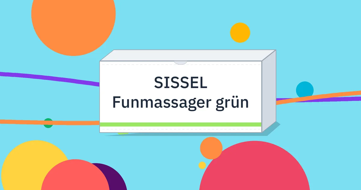 Symbolbild: Packung mit der Aufschrift SISSEL Funmassager grün (PZN 03399617) – Verfügbarkeit und Bezug in Apotheken in Frankfurt am Main