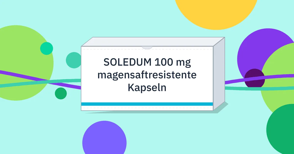 Symbolbild: Packung mit der Aufschrift SOLEDUM 100 mg magensaftresistente Kapseln (PZN 02047862) – Verfügbarkeit und Bezug in Apotheken in Frankfurt am Main