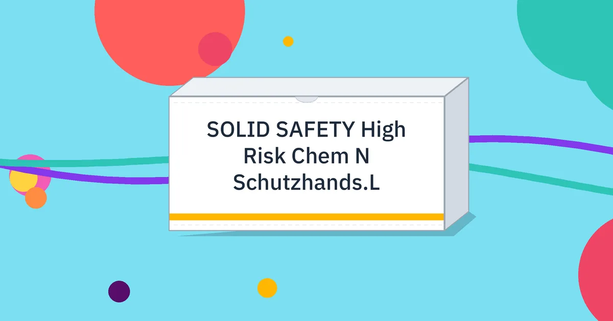 Symbolbild: Packung mit der Aufschrift SOLID SAFETY High Risk Chem N Schutzhands.L (PZN 15404766) – Verfügbarkeit und Bezug in Apotheken in Frankfurt am Main