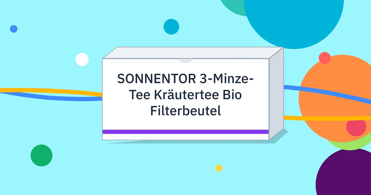 Symbolbild: Packung mit der Aufschrift SONNENTOR 3-Minze-Tee Kräutertee Bio Filterbeutel (PZN 18904305) – Verfügbarkeit und Bezug in Apotheken in Frankfurt am Main