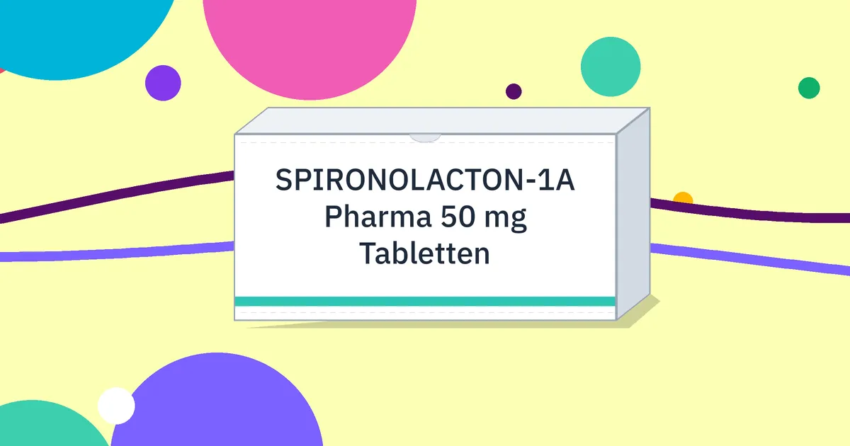 Symbolbild: Packung mit der Aufschrift SPIRONOLACTON-1A Pharma 50 mg Tabletten (PZN 07663241) – Verfügbarkeit und Bezug in Apotheken in Frankfurt am Main