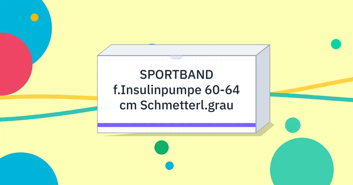 Symbolbild: Packung mit der Aufschrift SPORTBAND f.Insulinpumpe 60-64 cm Schmetterl.grau (PZN 13916338) – Verfügbarkeit und Bezug in Apotheken in Frankfurt am Main