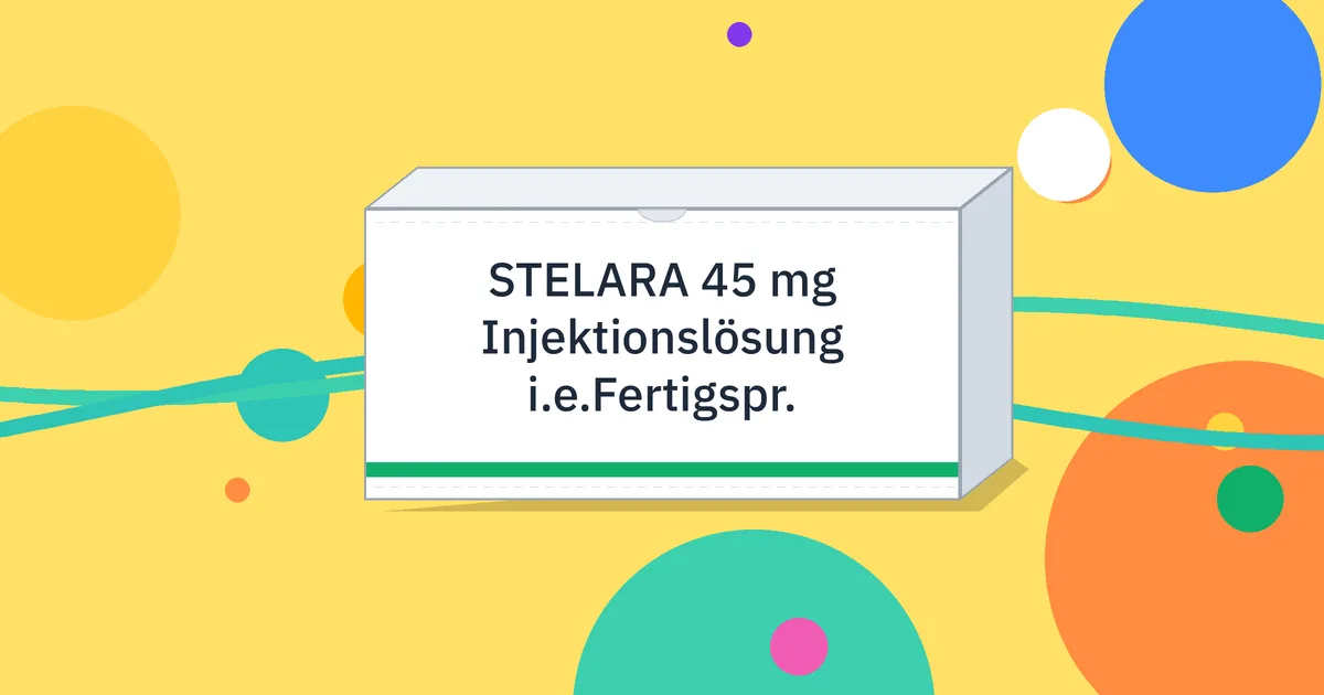 Symbolbild: Packung mit der Aufschrift STELARA 45 mg Injektionslösung i.e.Fertigspr. (PZN 07752252) – Verfügbarkeit und Bezug in Apotheken in Frankfurt am Main