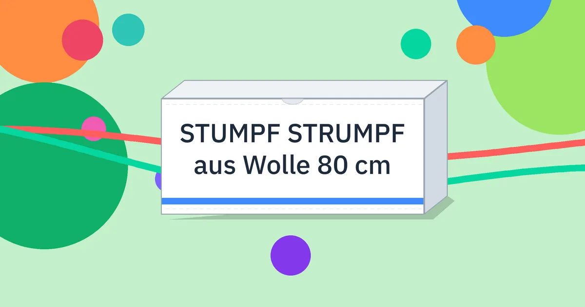 Symbolbild: Packung mit der Aufschrift STUMPF STRUMPF aus Wolle 80 cm (PZN 01739061) – Verfügbarkeit und Bezug in Apotheken in Frankfurt am Main