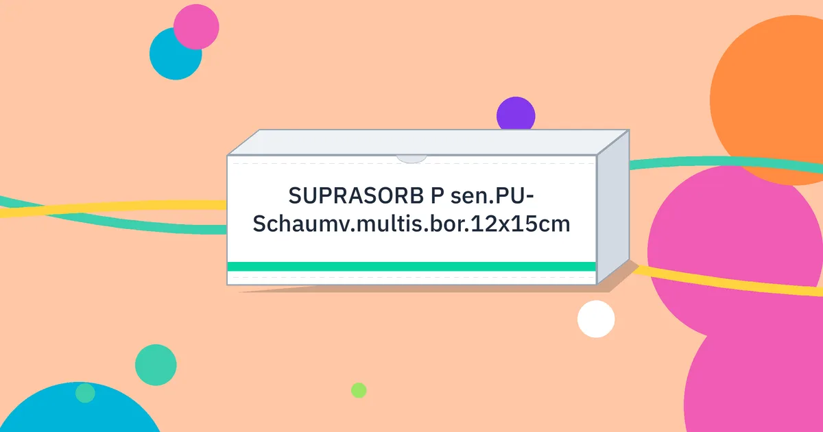 Symbolbild: Packung mit der Aufschrift SUPRASORB P sen.PU-Schaumv.multis.bor.12x15cm (PZN 19763284) – Verfügbarkeit und Bezug in Apotheken in Frankfurt am Main