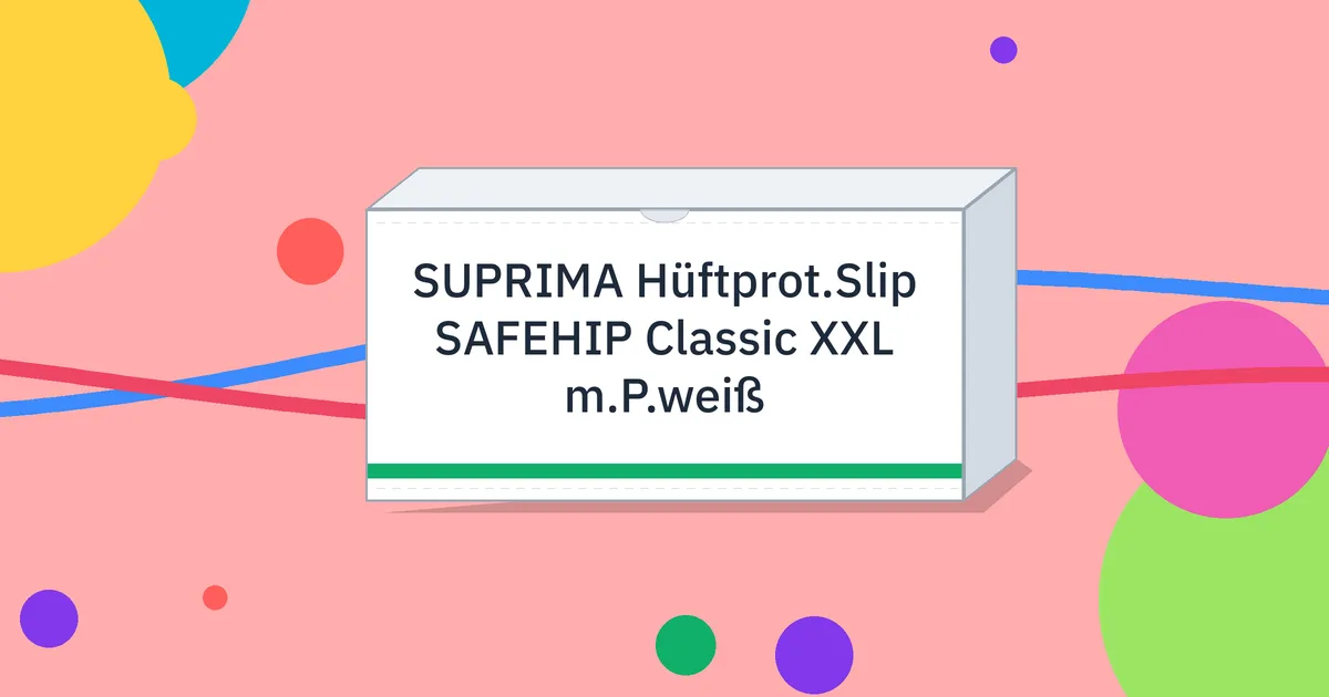 Symbolbild: Packung mit der Aufschrift SUPRIMA Hüftprot.Slip SAFEHIP Classic XXL m.P.weiß (PZN 13818475) – Verfügbarkeit und Bezug in Apotheken in Frankfurt am Main