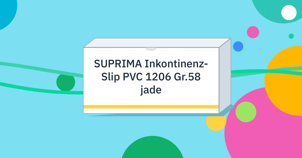 Symbolbild: Packung mit der Aufschrift SUPRIMA Inkontinenz-Slip PVC 1206 Gr.58 jade (PZN 00421109) – Verfügbarkeit und Bezug in Apotheken in Frankfurt am Main