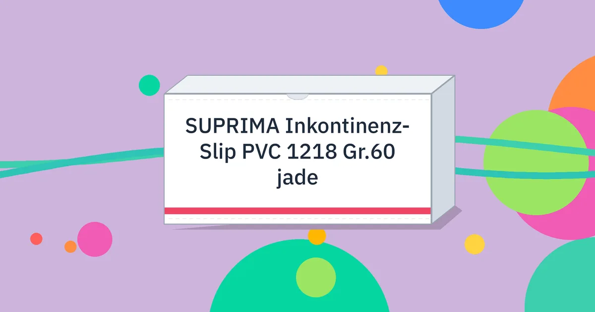 Symbolbild: Packung mit der Aufschrift SUPRIMA Inkontinenz-Slip PVC 1218 Gr.60 jade (PZN 03393336) – Verfügbarkeit und Bezug in Apotheken in Frankfurt am Main
