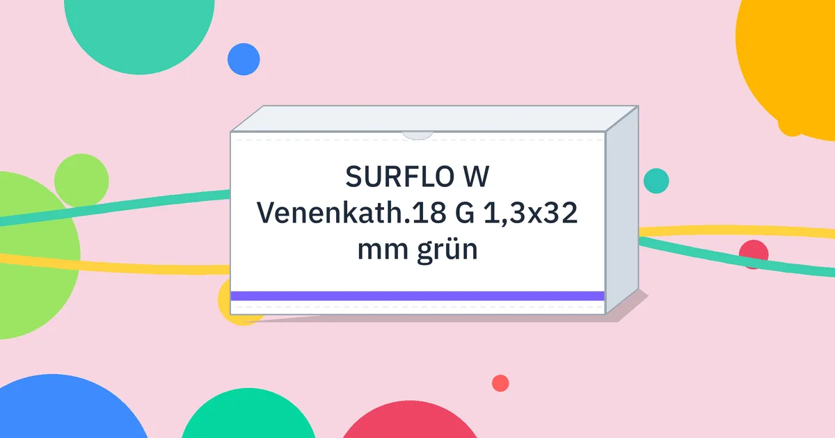 Symbolbild: Packung mit der Aufschrift SURFLO W Venenkath.18 G 1,3x32 mm grün (PZN 18012044) – Verfügbarkeit und Bezug in Apotheken in Frankfurt am Main
