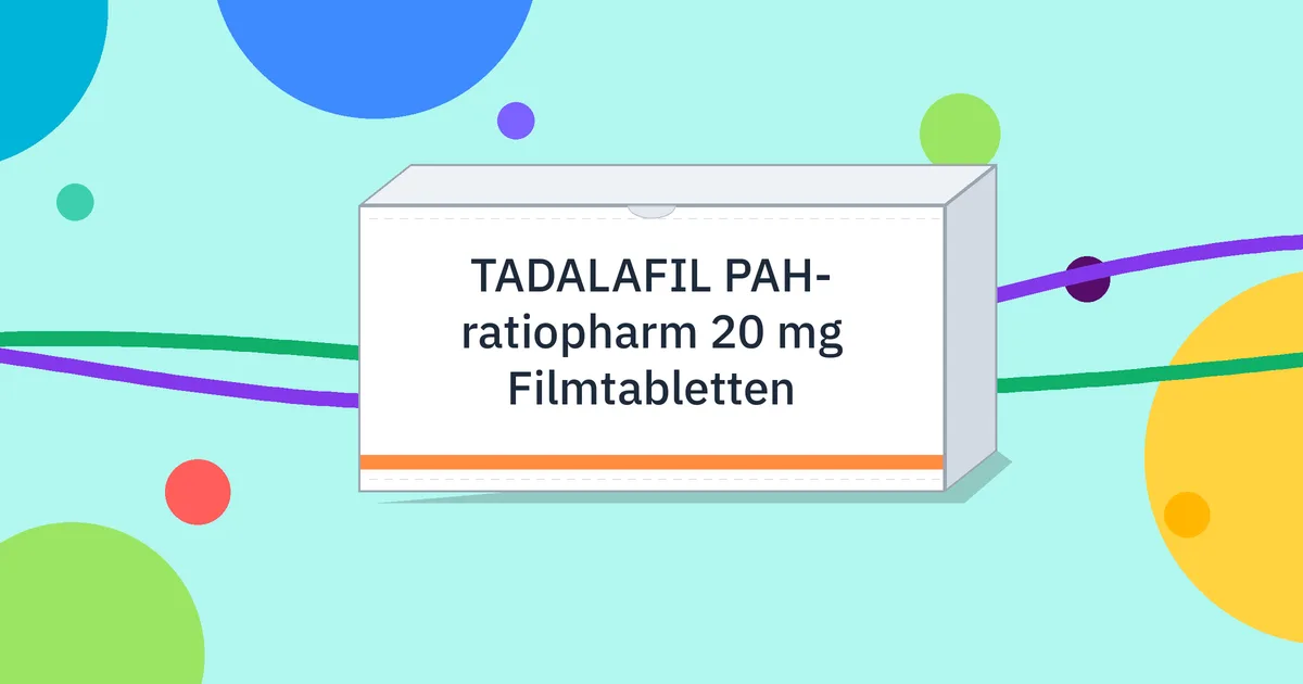 Symbolbild: Packung mit der Aufschrift TADALAFIL PAH-ratiopharm 20 mg Filmtabletten (PZN 18128108) – Verfügbarkeit und Bezug in Apotheken in Frankfurt am Main