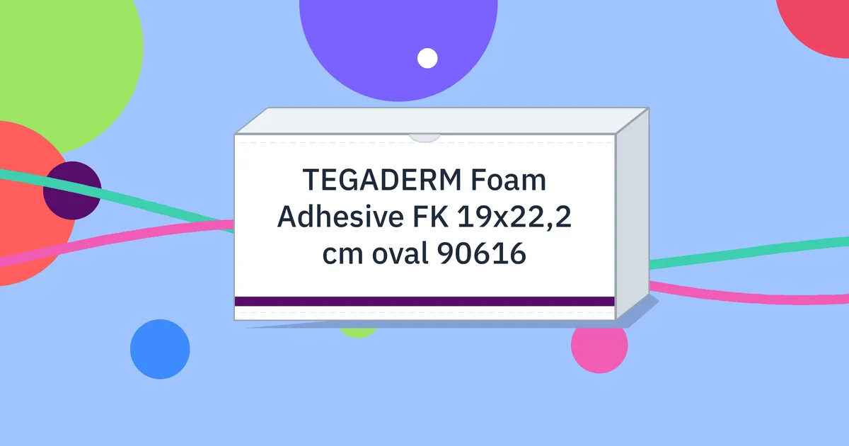 Symbolbild: Packung mit der Aufschrift TEGADERM Foam Adhesive FK 19x22,2 cm oval 90616 (PZN 19704146) – Verfügbarkeit und Bezug in Apotheken in Frankfurt am Main