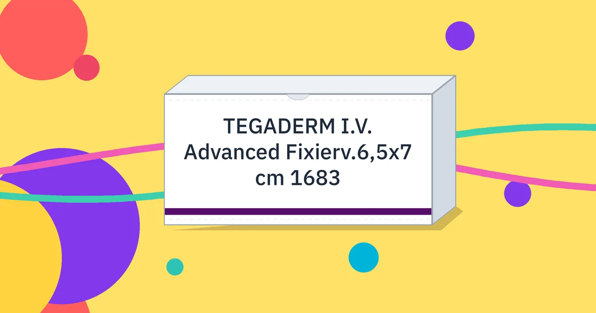 Symbolbild: Packung mit der Aufschrift TEGADERM I.V. Advanced Fixierv.6,5x7 cm 1683 (PZN 20129902) – Verfügbarkeit und Bezug in Apotheken in Frankfurt am Main