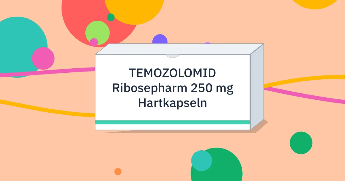 Symbolbild: Packung mit der Aufschrift TEMOZOLOMID Ribosepharm 250 mg Hartkapseln (PZN 07619091) – Verfügbarkeit und Bezug in Apotheken in Frankfurt am Main