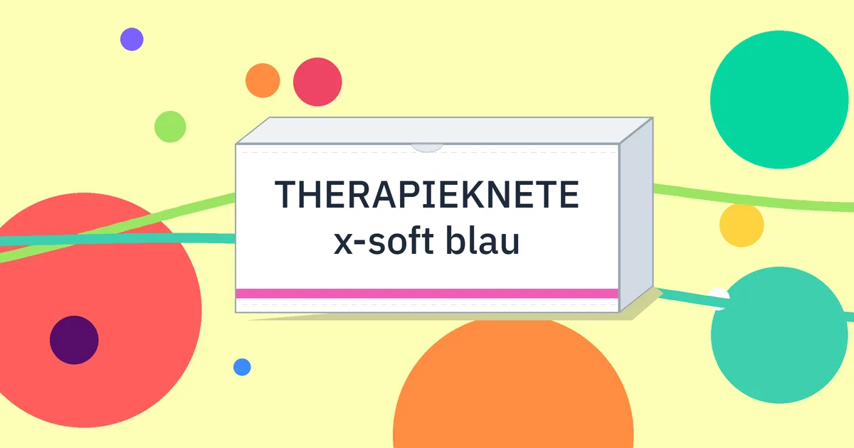 Symbolbild: Packung mit der Aufschrift THERAPIEKNETE x-soft blau (PZN 09537285) – Verfügbarkeit und Bezug in Apotheken in Frankfurt am Main