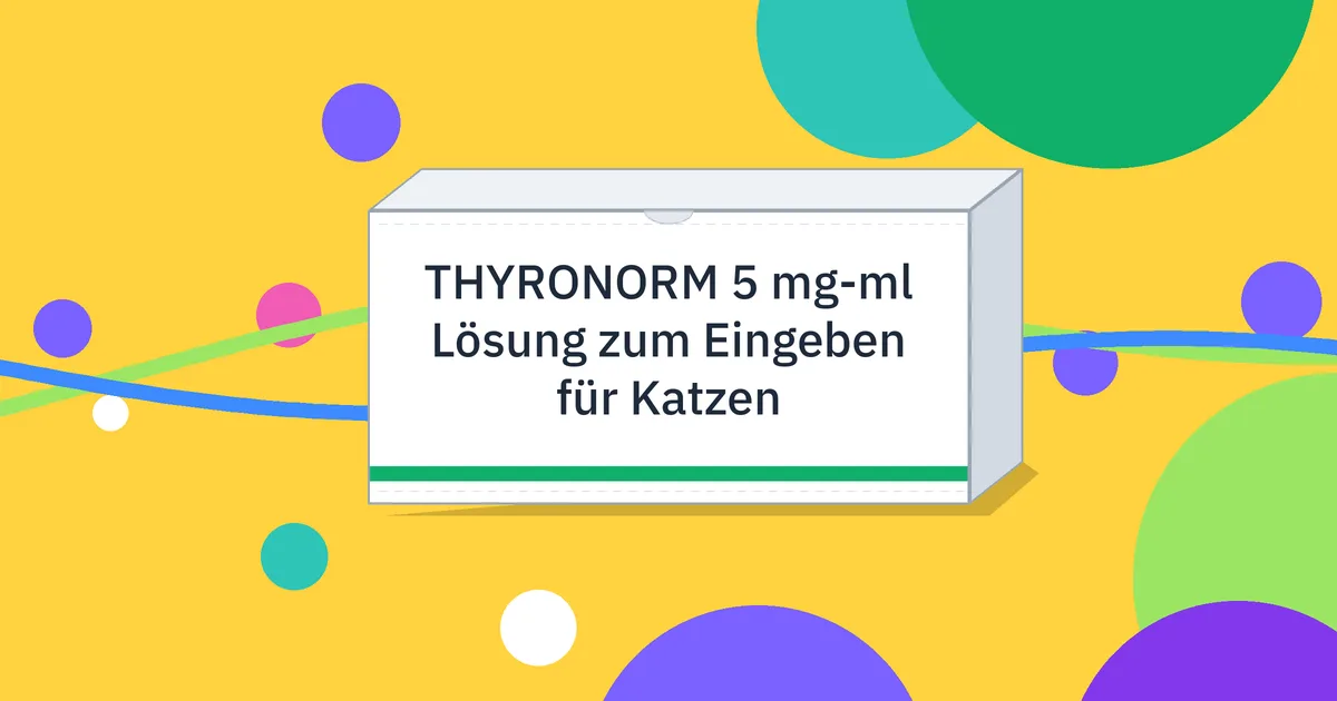Symbolbild: Packung mit der Aufschrift THYRONORM 5 mg-ml Lösung zum Eingeben für Katzen (PZN 18097709) – Verfügbarkeit und Bezug in Apotheken in Frankfurt am Main