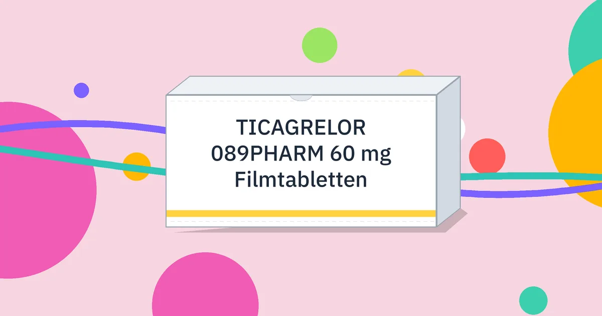 Symbolbild: Packung mit der Aufschrift TICAGRELOR 089PHARM 60 mg Filmtabletten (PZN 19830477) – Verfügbarkeit und Bezug in Apotheken in Frankfurt am Main
