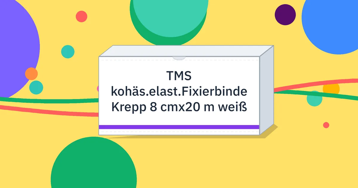 Symbolbild: Packung mit der Aufschrift TMS kohäs.elast.Fixierbinde Krepp 8 cmx20 m weiß (PZN 18316399) – Verfügbarkeit und Bezug in Apotheken in Frankfurt am Main