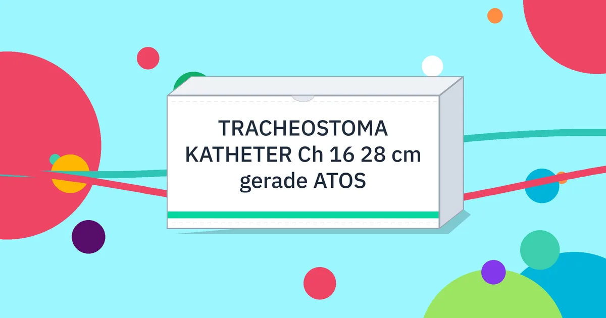 Symbolbild: Packung mit der Aufschrift TRACHEOSTOMA KATHETER Ch 16 28 cm gerade ATOS (PZN 12472276) – Verfügbarkeit und Bezug in Apotheken in Frankfurt am Main