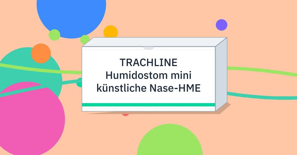 Symbolbild: Packung mit der Aufschrift TRACHLINE Humidostom mini künstliche Nase-HME (PZN 17156539) – Verfügbarkeit und Bezug in Apotheken in Frankfurt am Main