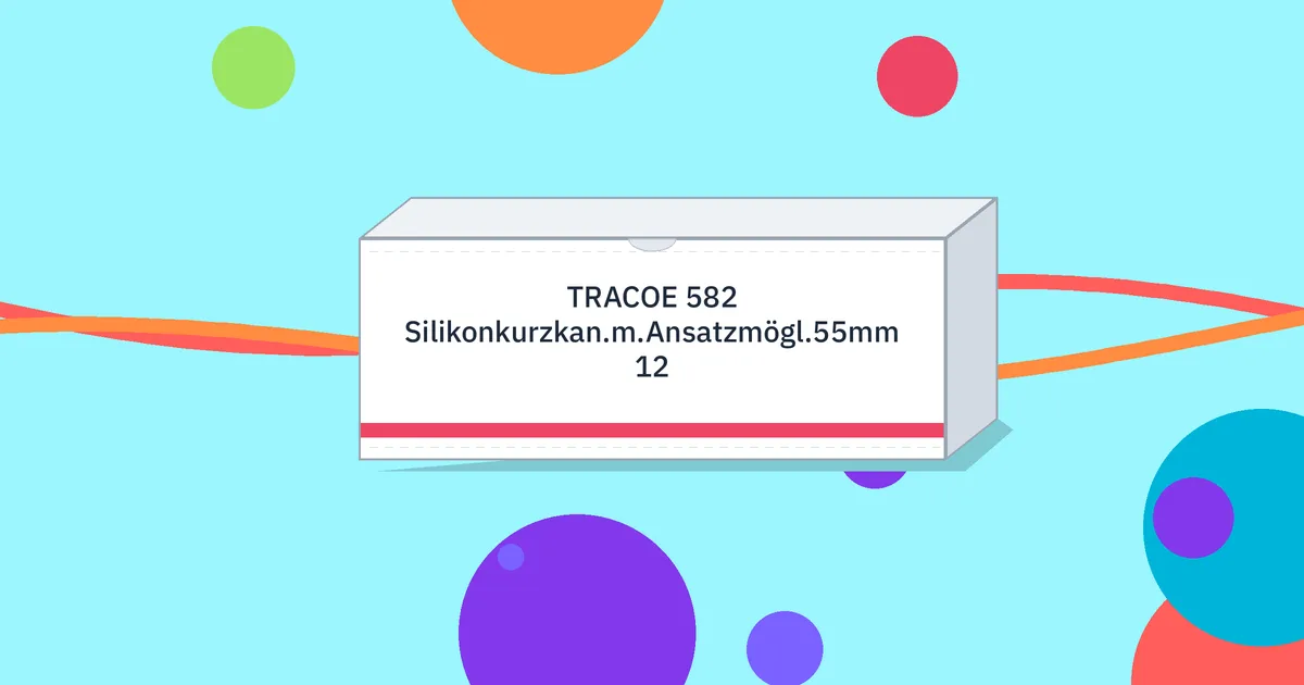 Symbolbild: Packung mit der Aufschrift TRACOE 582 Silikonkurzkan.m.Ansatzmögl.55mm 12 (PZN 05881465) – Verfügbarkeit und Bezug in Apotheken in Frankfurt am Main