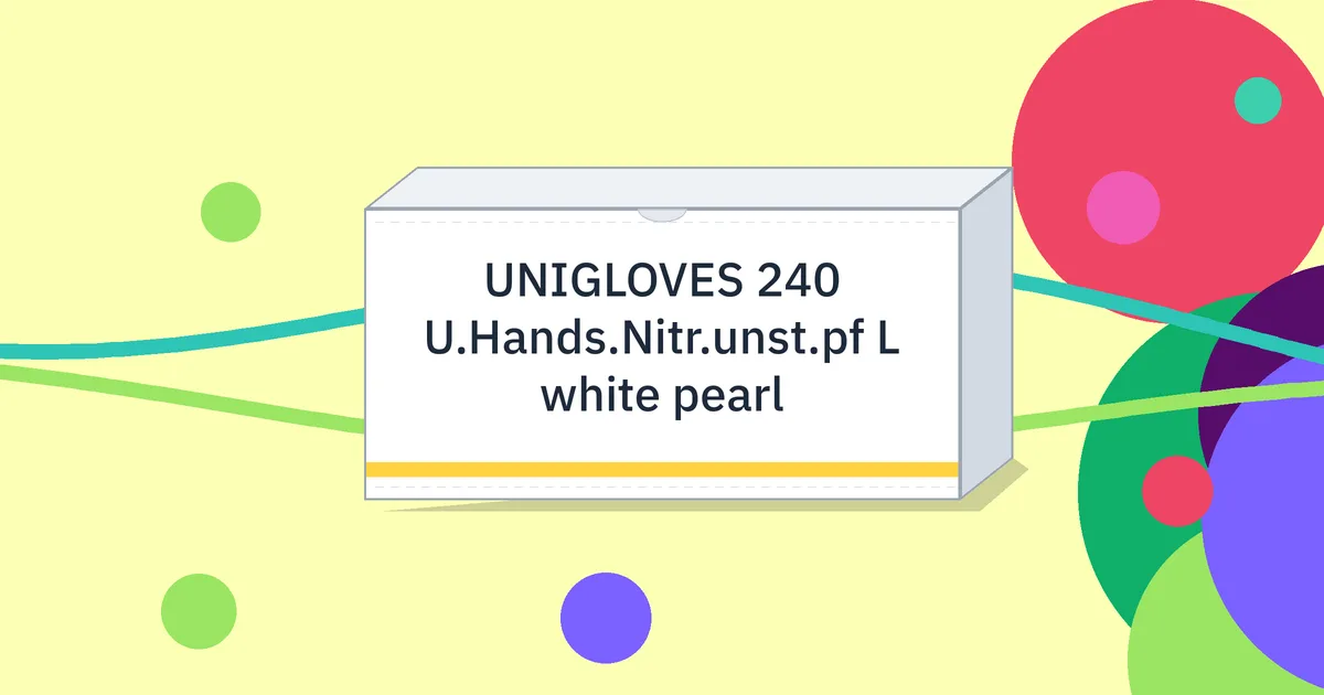 Symbolbild: Packung mit der Aufschrift UNIGLOVES 240 U.Hands.Nitr.unst.pf L white pearl (PZN 18101374) – Verfügbarkeit und Bezug in Apotheken in Frankfurt am Main