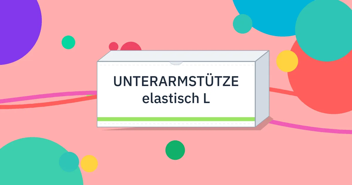 Symbolbild: Packung mit der Aufschrift UNTERARMSTÜTZE elastisch L (PZN 19070380) – Verfügbarkeit und Bezug in Apotheken in Frankfurt am Main