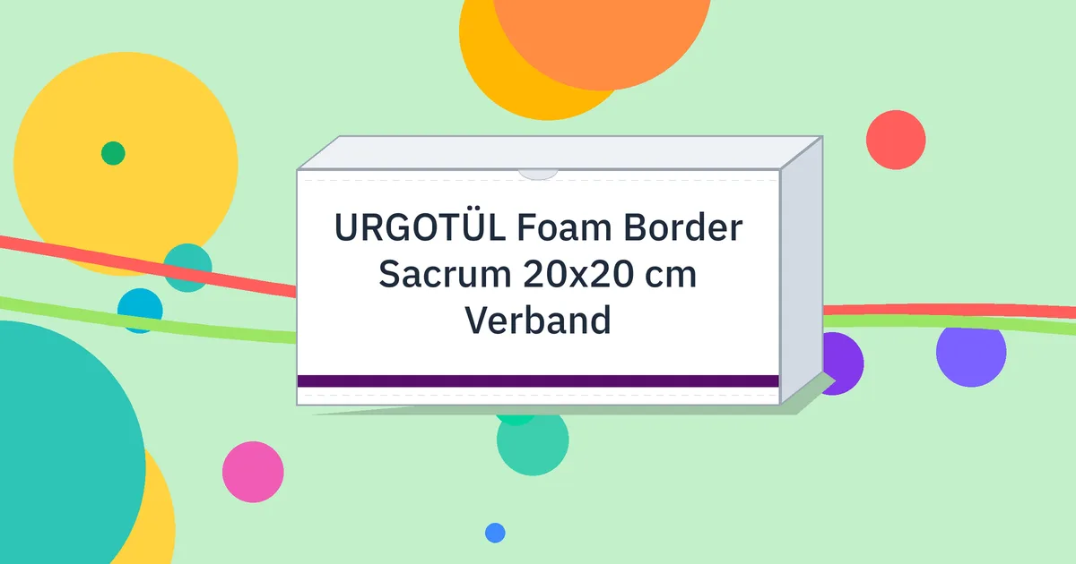 Symbolbild: Packung mit der Aufschrift URGOTÜL Foam Border Sacrum 20x20 cm Verband (PZN 10203187) – Verfügbarkeit und Bezug in Apotheken in Frankfurt am Main