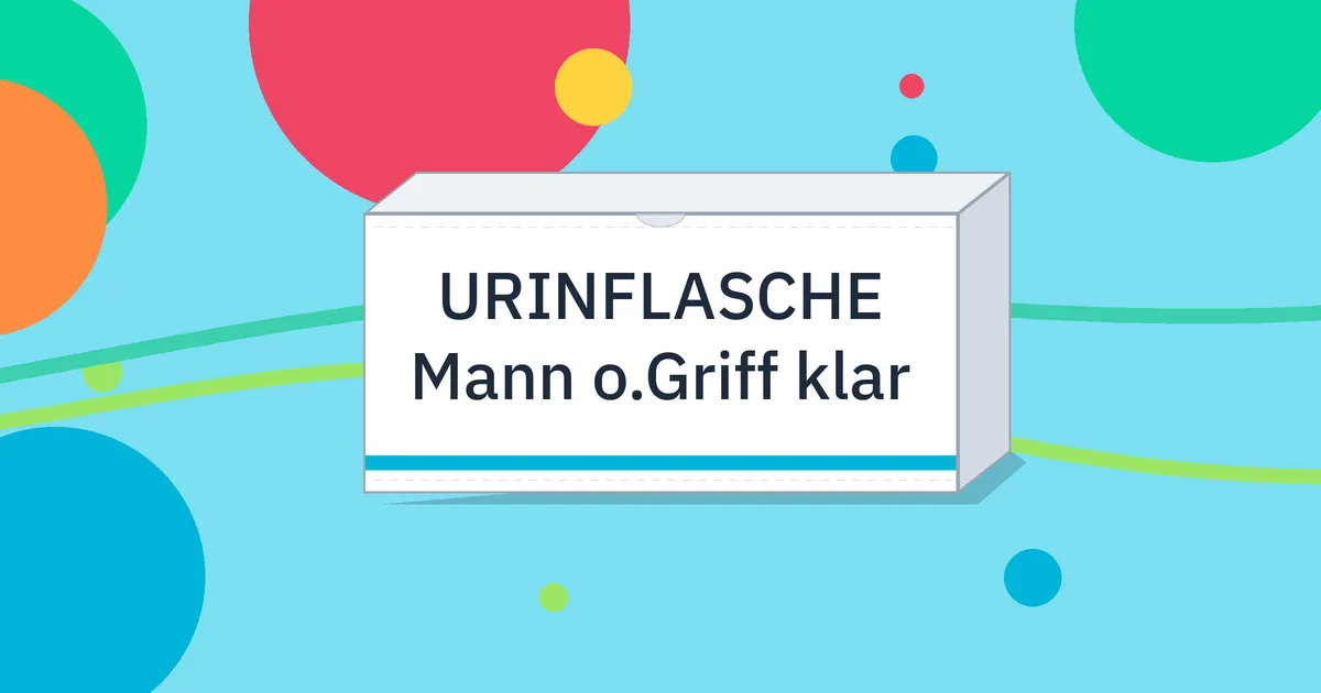 Symbolbild: Packung mit der Aufschrift URINFLASCHE Mann o.Griff klar (PZN 11055636) – Verfügbarkeit und Bezug in Apotheken in Frankfurt am Main