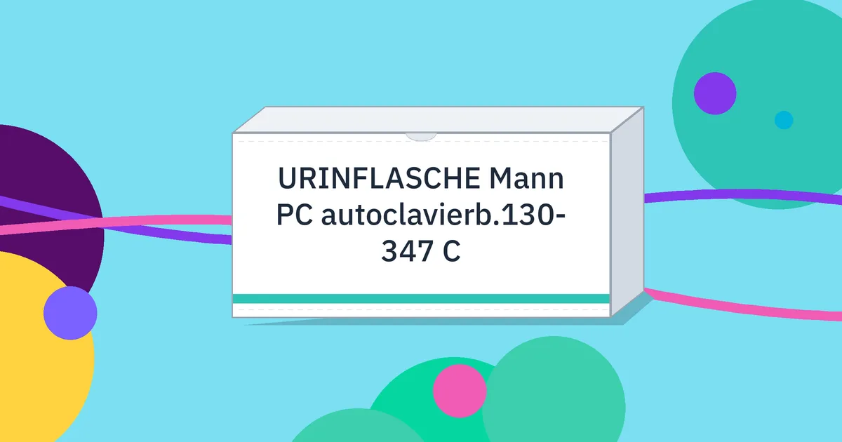 Symbolbild: Packung mit der Aufschrift URINFLASCHE Mann PC autoclavierb.130-347 C (PZN 07003792) – Verfügbarkeit und Bezug in Apotheken in Frankfurt am Main