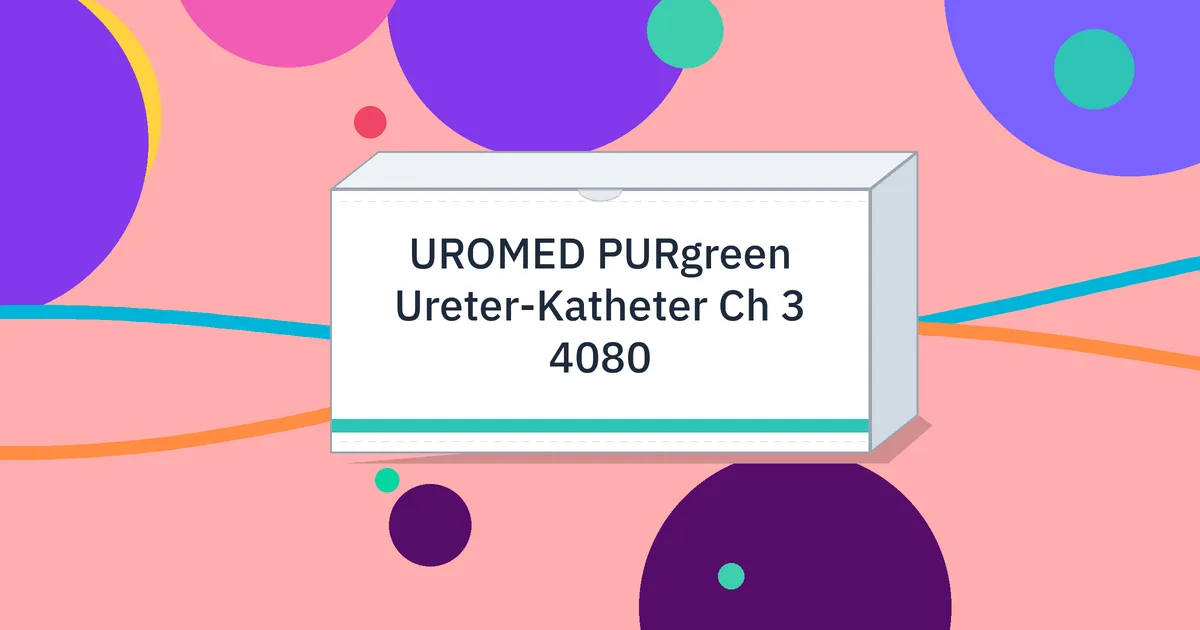 Symbolbild: Packung mit der Aufschrift UROMED PURgreen Ureter-Katheter Ch 3 4080 (PZN 01990016) – Verfügbarkeit und Bezug in Apotheken in Frankfurt am Main