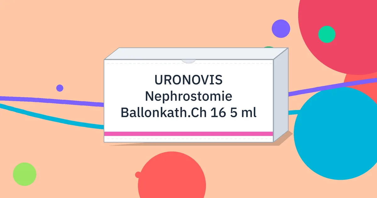 Symbolbild: Packung mit der Aufschrift URONOVIS Nephrostomie Ballonkath.Ch 16 5 ml (PZN 00796341) – Verfügbarkeit und Bezug in Apotheken in Frankfurt am Main