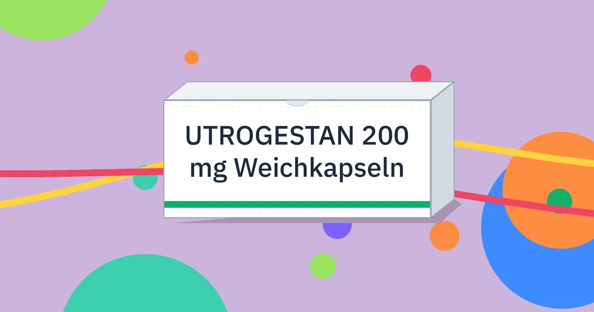 Symbolbild: Packung mit der Aufschrift UTROGESTAN 200 mg Weichkapseln (PZN 15426348) – Verfügbarkeit und Bezug in Apotheken in Frankfurt am Main