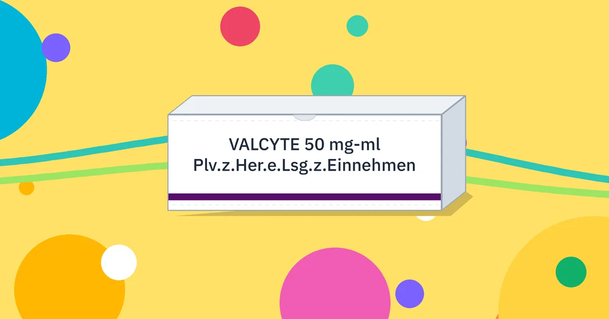 Symbolbild: Packung mit der Aufschrift VALCYTE 50 mg-ml Plv.z.Her.e.Lsg.z.Einnehmen (PZN 03319914) – Verfügbarkeit und Bezug in Apotheken in Frankfurt am Main