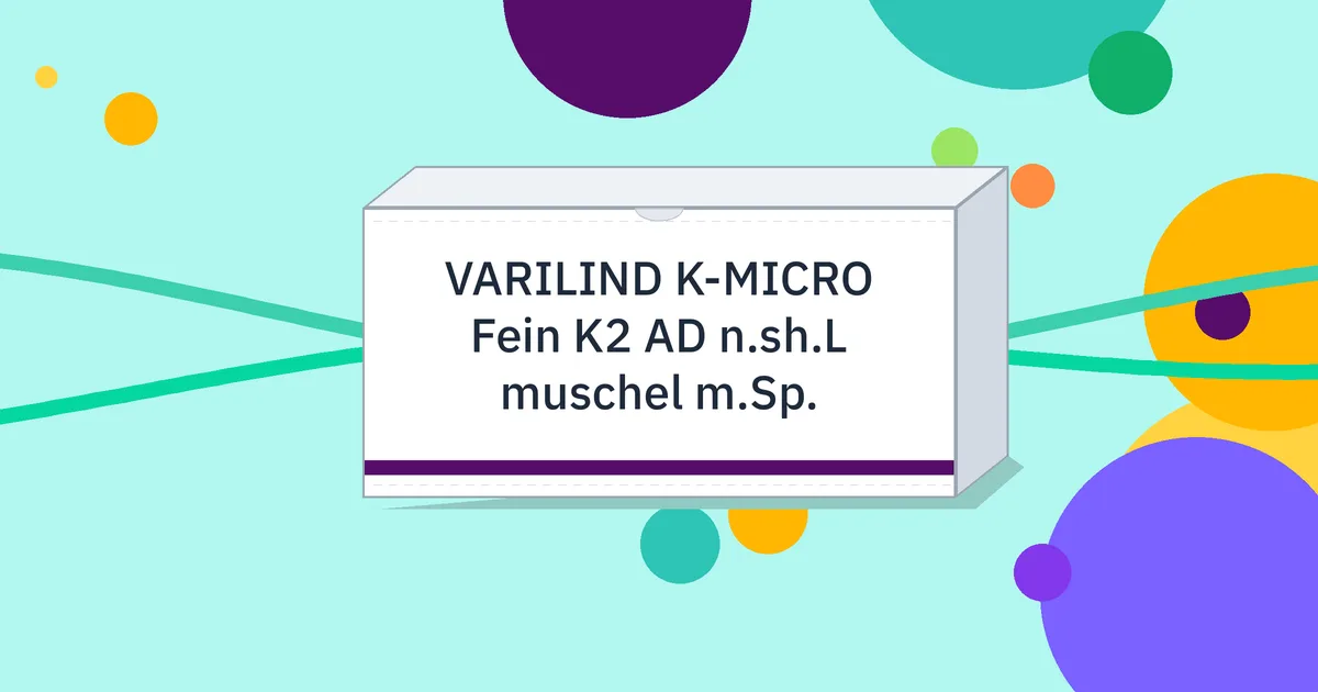 Symbolbild: Packung mit der Aufschrift VARILIND K-MICRO Fein K2 AD n.sh.L muschel m.Sp. (PZN 20559301) – Verfügbarkeit und Bezug in Apotheken in Frankfurt am Main