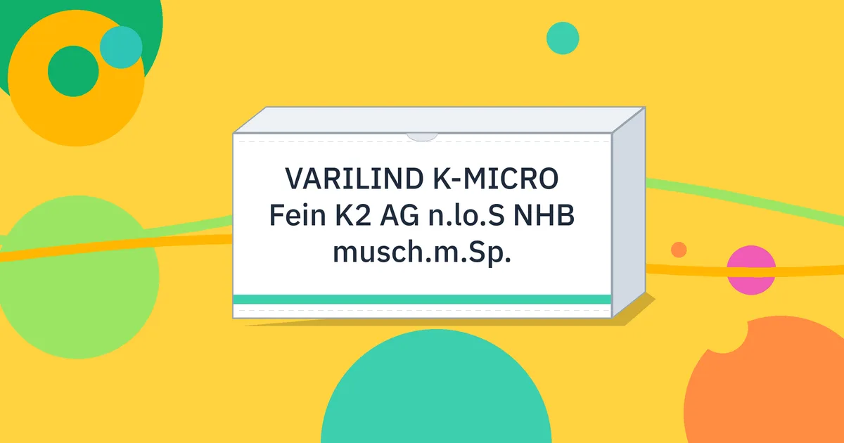 Symbolbild: Packung mit der Aufschrift VARILIND K-MICRO Fein K2 AG n.lo.S NHB musch.m.Sp. (PZN 20556900) – Verfügbarkeit und Bezug in Apotheken in Frankfurt am Main