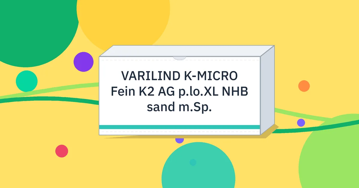 Symbolbild: Packung mit der Aufschrift VARILIND K-MICRO Fein K2 AG p.lo.XL NHB sand m.Sp. (PZN 20555912) – Verfügbarkeit und Bezug in Apotheken in Frankfurt am Main