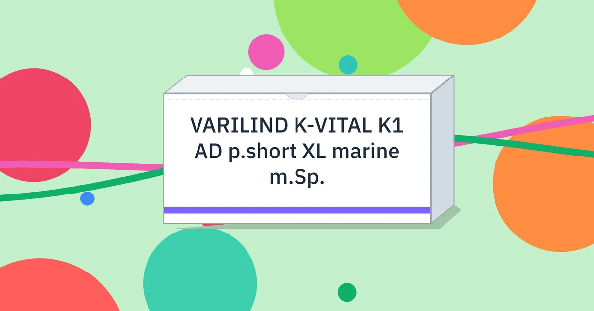 Symbolbild: Packung mit der Aufschrift VARILIND K-VITAL K1 AD p.short XL marine m.Sp. (PZN 20566318) – Verfügbarkeit und Bezug in Apotheken in Frankfurt am Main
