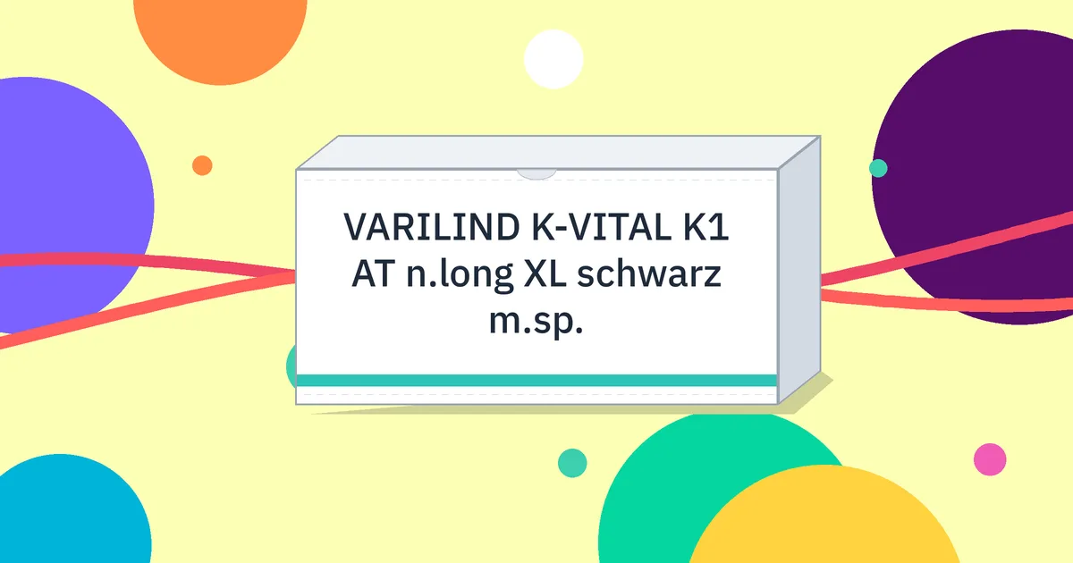 Symbolbild: Packung mit der Aufschrift VARILIND K-VITAL K1 AT n.long XL schwarz m.sp. (PZN 20560391) – Verfügbarkeit und Bezug in Apotheken in Frankfurt am Main